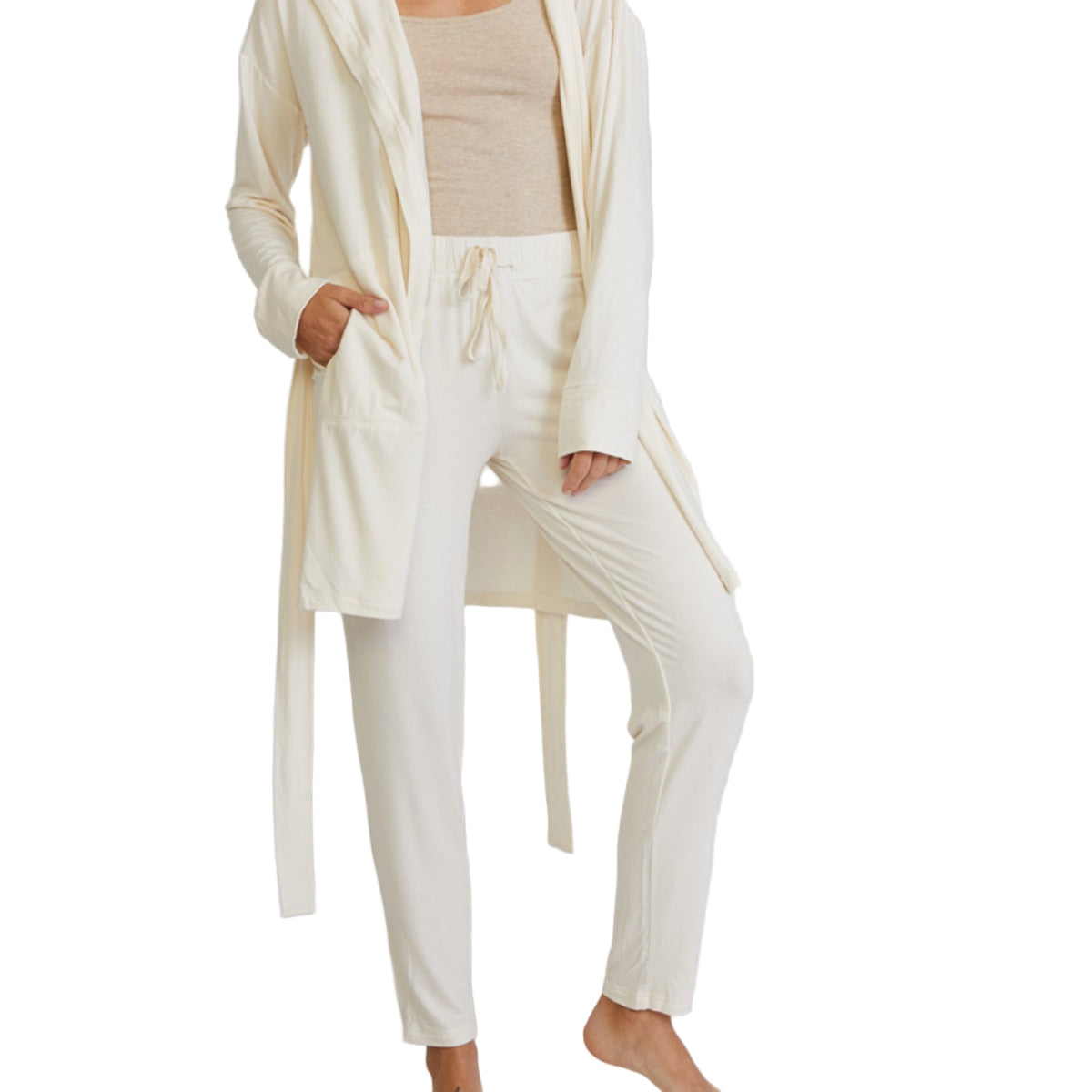 Womens Hooded Jersey Robe & Pants Loungewear – Pure Fiber